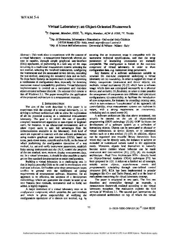 Pdf Virtual Laboratory An Object Oriented Framework