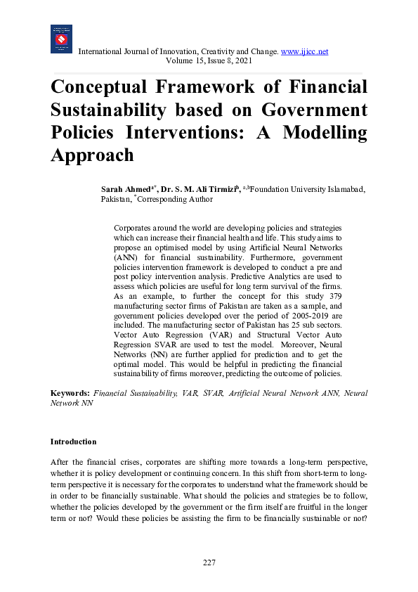 (PDF) Conceptual Framework of Financial Sustainability based on ...