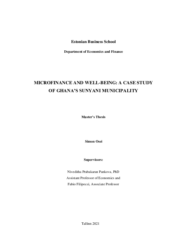 (PDF) MICROFINANCE AND WELL-BEING: A CASE STUDY OF GHANA'S SUNYANI ...