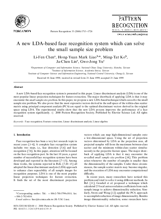 (PDF) A New LDA-Based Face Recognition System Which Can Solve the Small Sample Size Problem