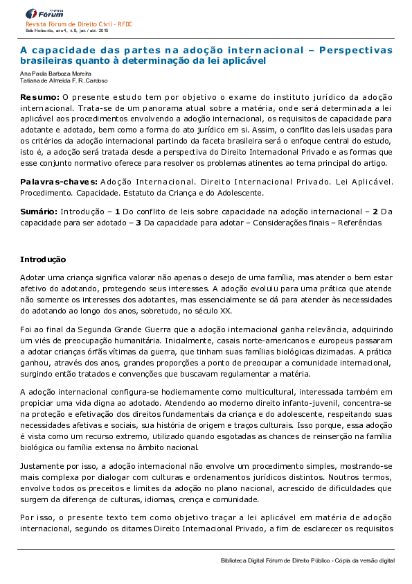 (PDF) A capacidade das partes na adoção internacional -Perspectivas ...