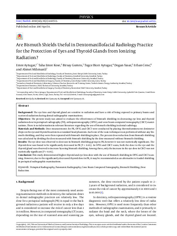 (PDF) Are Bismuth Shields Useful in Dentomaxillofacial Radiology ...