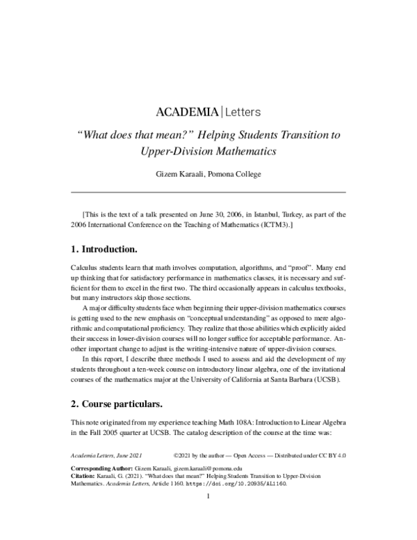 (PDF) "What does that mean?" Helping Students Transition to Upper ...