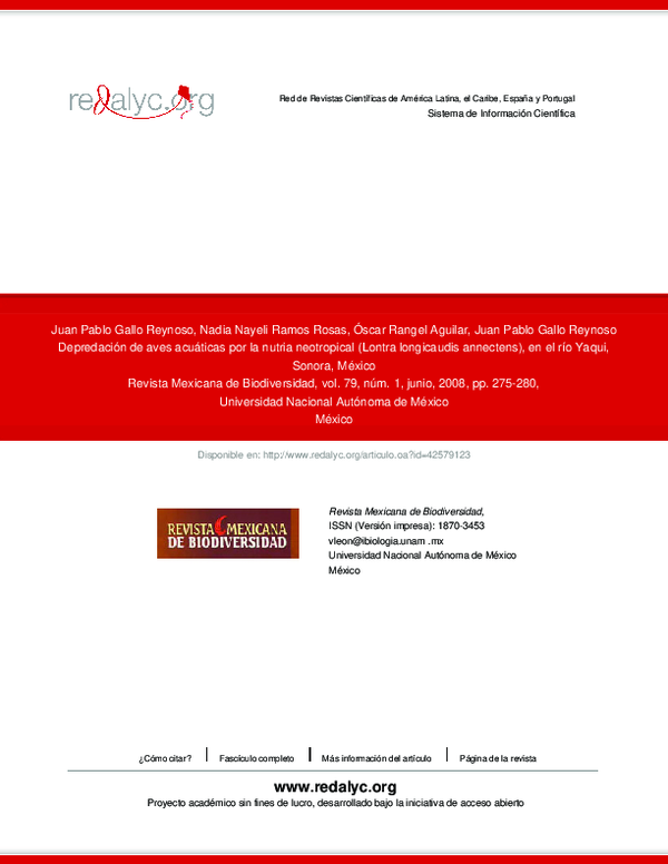 (PDF) Depredación de aves acuáticas por la nutria neotropical (Lontra ...