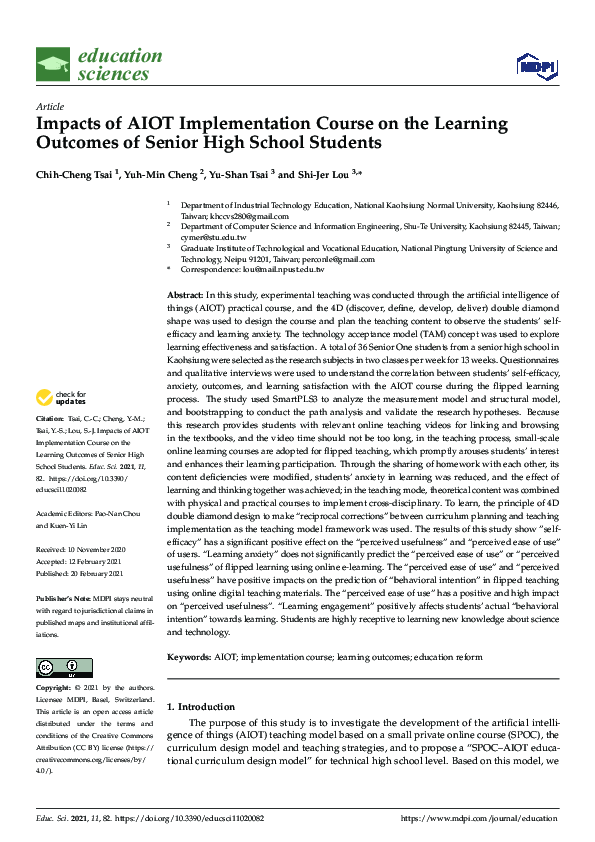 (PDF) Impacts of AIOT Implementation Course on the Learning Outcomes of ...