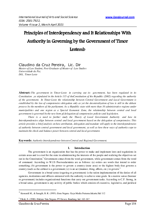 (PDF) Principles of Interdependency and It Relationships With Authority ...