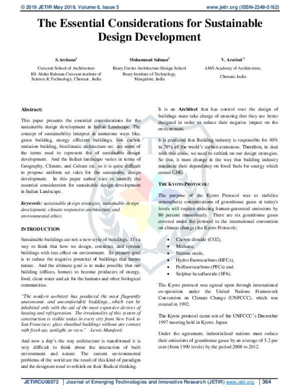(PDF) The Essential Considerations for Sustainable Design Development
