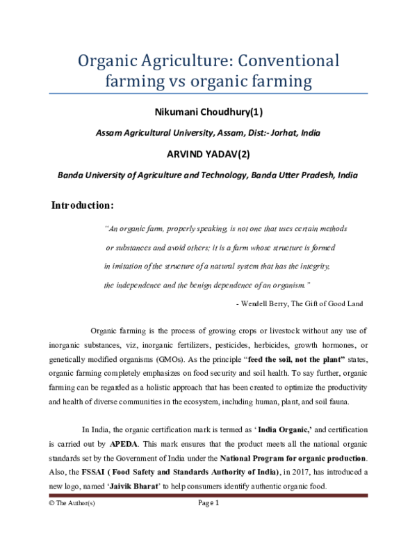 (DOC) Organic vs Conventional Farming in India