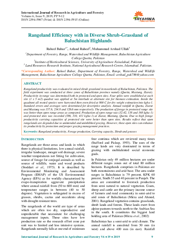 (PDF) Rangeland Efficiency with in Diverse Shrub-Grassland of ...