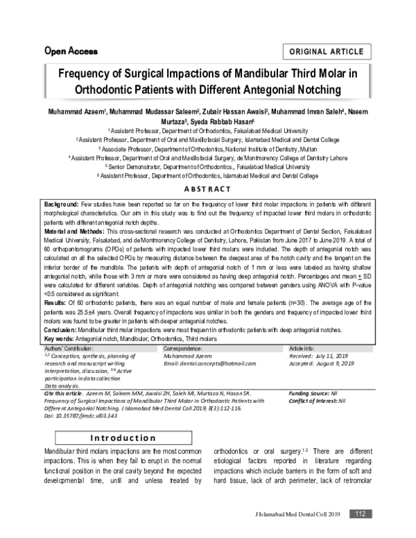 (PDF) Frequency of mandibular third molar surgical impactions in ...