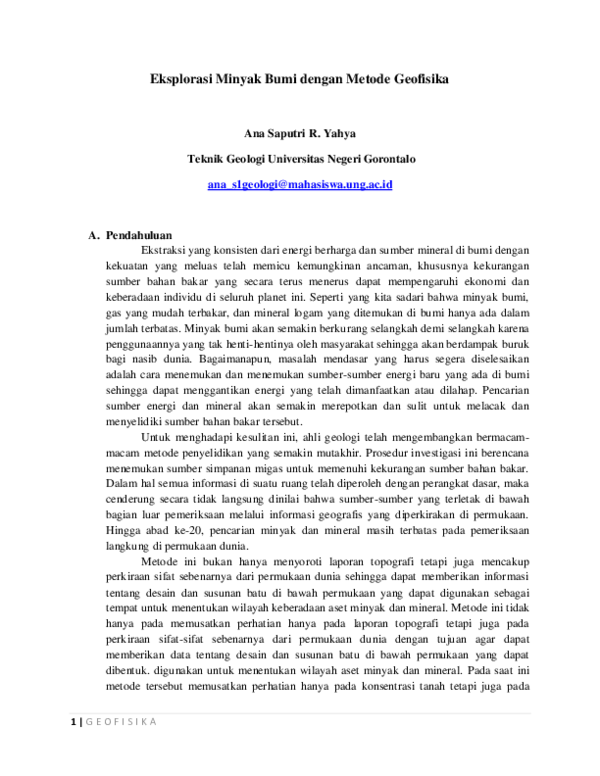 (PDF) Eksplorasi Minyak Bumi dengan Metode Geofisika