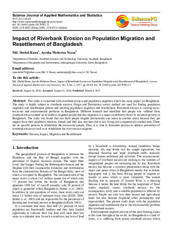 (PDF) Impact of Riverbank Erosion on Population Migration and ...