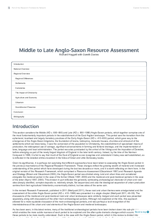 (PDF) Hoggett R with Davies, G. 2021. Middle to Late Anglo-Saxon ...