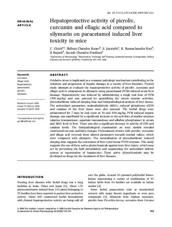 (PDF) Hepatoprotective activity of picroliv, curcumin and ellagic acid ...