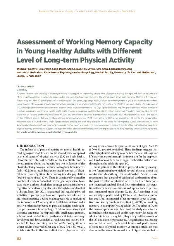 (PDF) Assessment of Working Memory Capacity in Young Children Using a ...