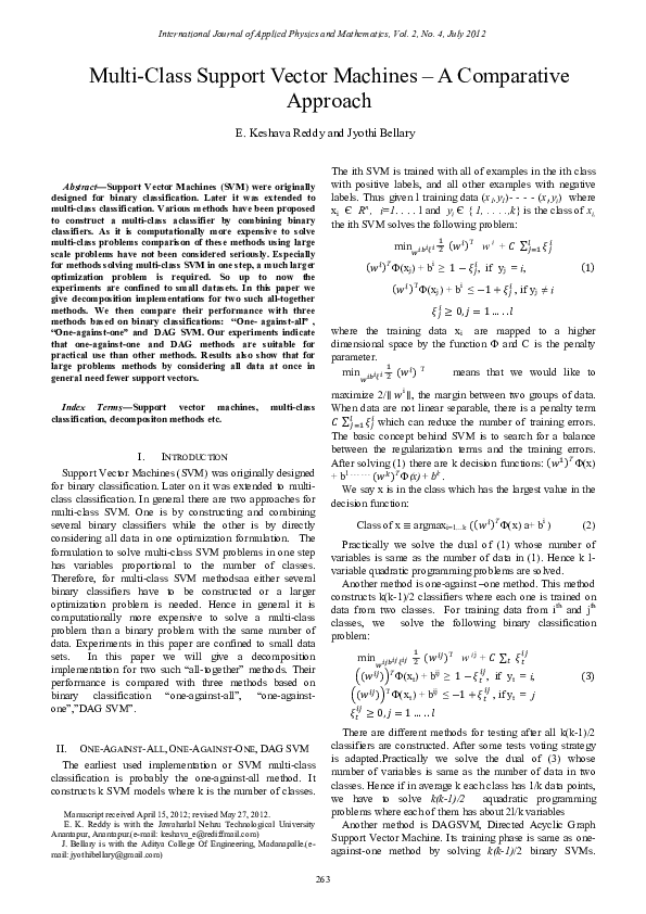 (PDF) Multi-Class Support Vector Machines – A Comparative Approach