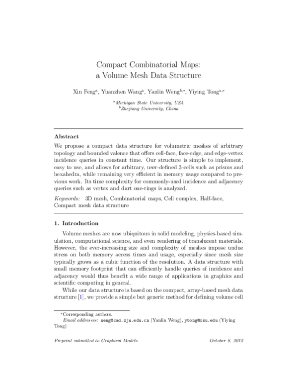 (PDF) Compact combinatorial maps: A volume mesh data structure