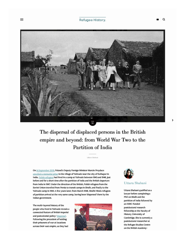 (PDF) The dispersal of displaced persons in the British empire and ...