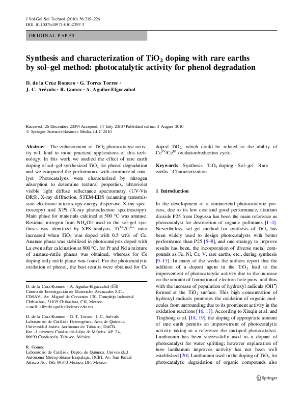 (PDF) Synthesis and characterization of TiO 2 doping with rare earths ...