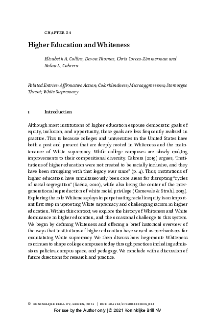 (PDF) Higher Education and Whiteness