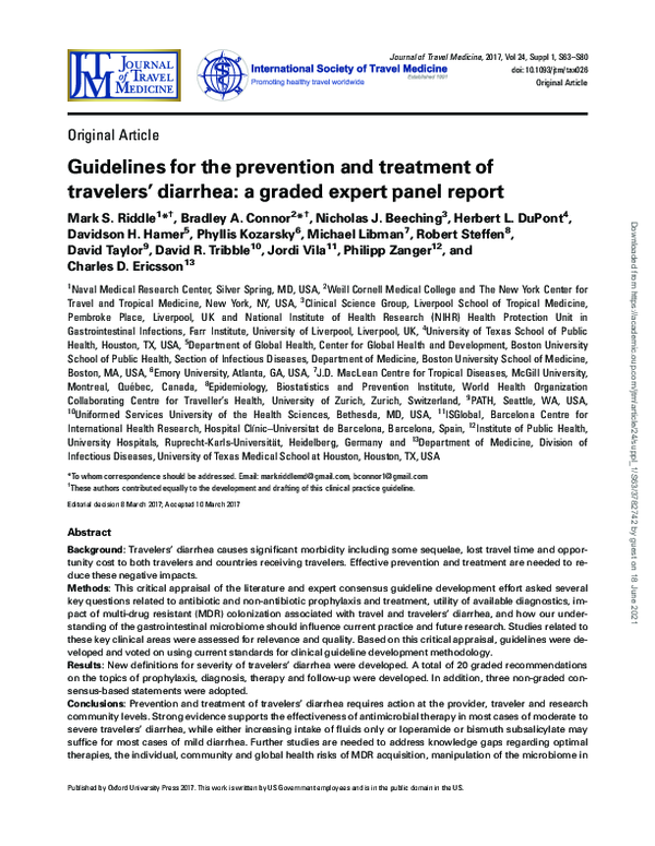 (PDF) Guidelines for the prevention and treatment of travelers ...