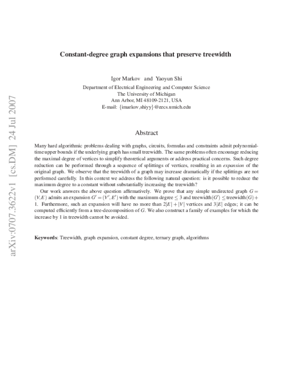 (PDF) Constant-Degree Graph Expansions that Preserve Treewidth