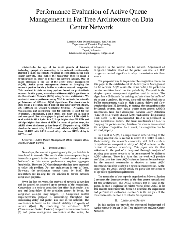 (PDF) Performance Evaluation of Active Queue Management in Fat Tree Architecture on Data Center ...