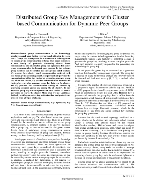 (PDF) Distributed Group Key Management with Cluster based Communication for Dynamic Peer Groups