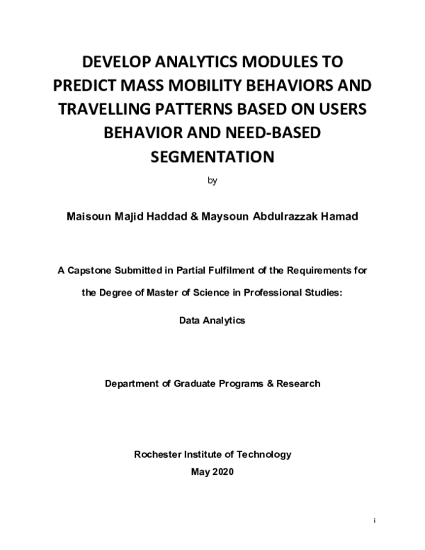 (PDF) DEVELOP ANALYTICS MODULES TO PREDICT MASS MOBILITY BEHAVIORS AND TRAVELLING PATTERNS BASED ...