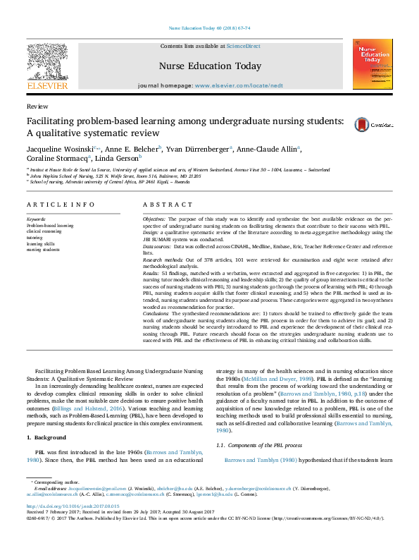 (PDF) Facilitating problem-based learning among undergraduate nursing ...