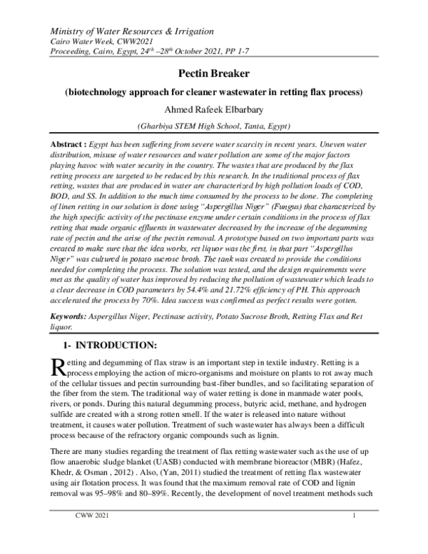 (PDF) Pectin Breaker (biotechnology approach for cleaner wastewater in ...