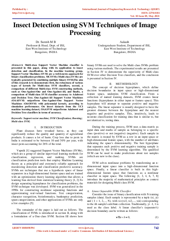(PDF) IJERT-Insect Detection using SVM Techniques of Image Processing