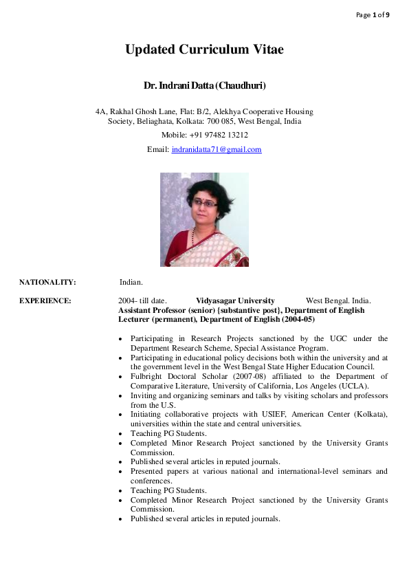 (PDF) Updated Curriculum Vitae