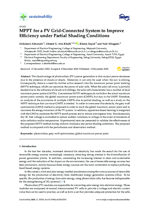 Pdf Mppt For A Pv Grid Connected System To Improve Efficiency Under