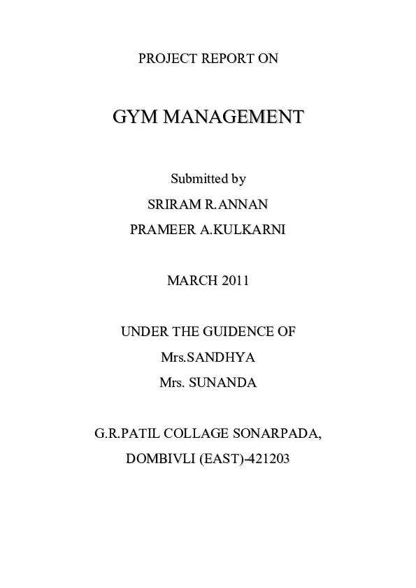 (PDF) GYM MANAGEMENT SYSTEM PROJECT REPORT 2