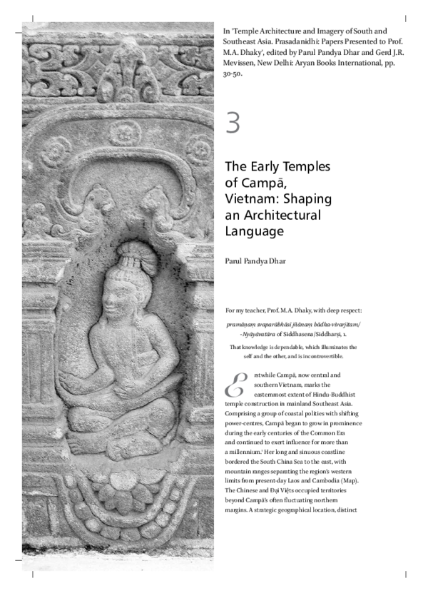 (PDF) Dhar, Parul Pandya. 2016. “The Early Temples of Campā, Vietnam ...