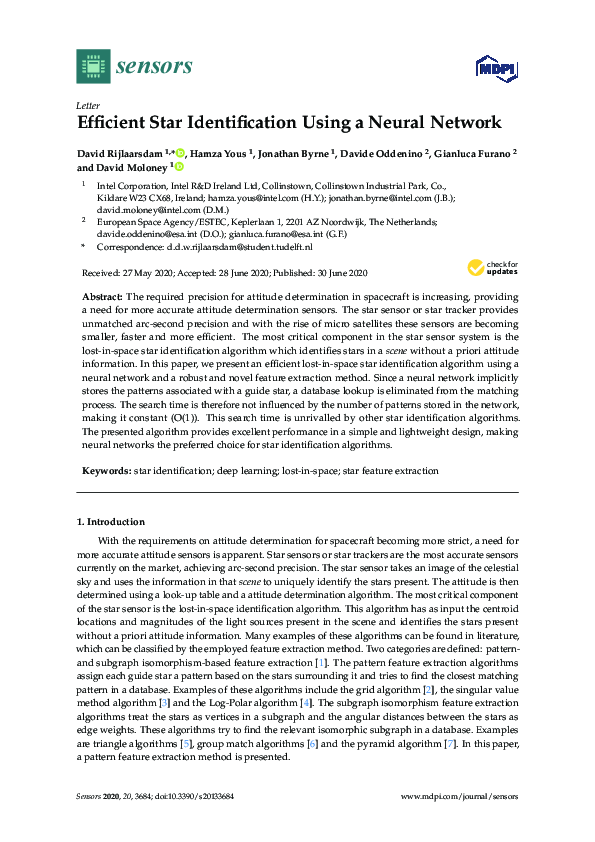 (PDF) Efficient Star Identification Using a Neural Network
