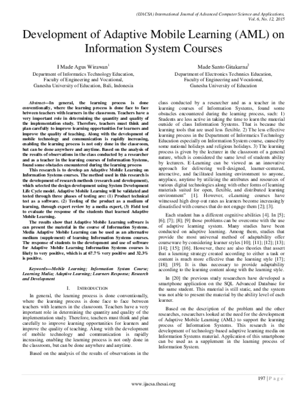 (PDF) Development of Adaptive Mobile Learning (AML) on Information ...
