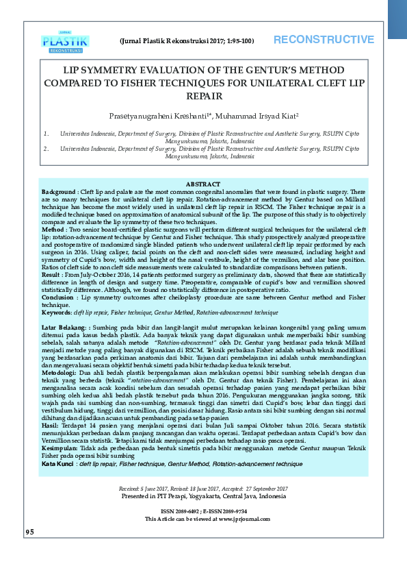 (PDF) Lip Symmetry Evaluation of the Gentur’s Method Compared to Fisher ...