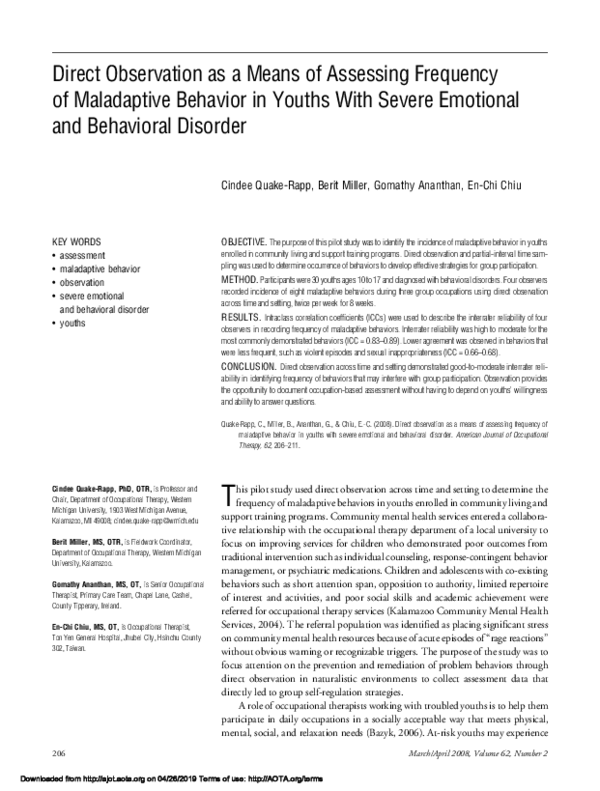 (PDF) Direct Observation as a Means of Assessing Frequency of ...
