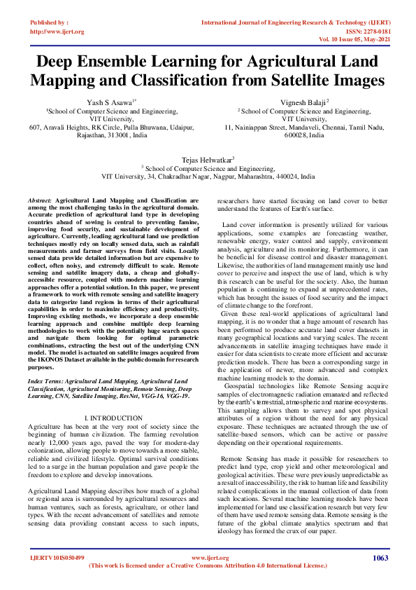 (PDF) IJERT-Deep Ensemble Learning for Agricultural Land Mapping and Classification from ...