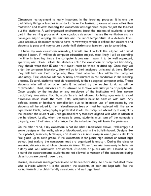 (DOC) Classroom Management