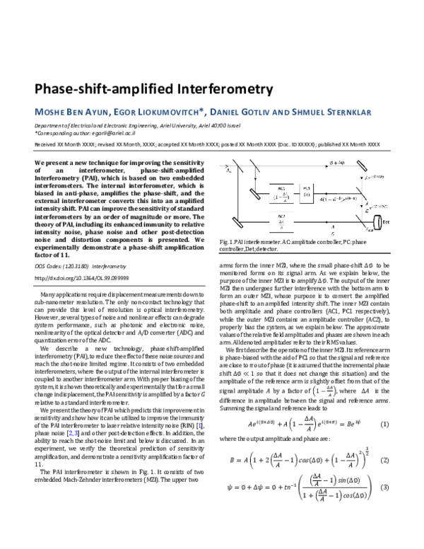 (PDF) Phase-shift-amplified Interferometry