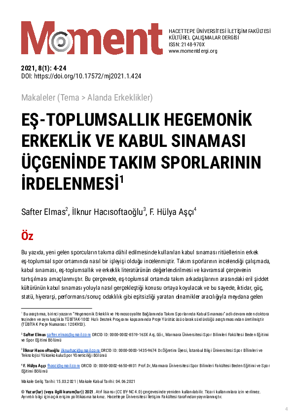 (PDF) EXPLORING TEAM SPORTS IN THE TRIANGLE OF HOMOSOCIALITY HEGEMONIC ...
