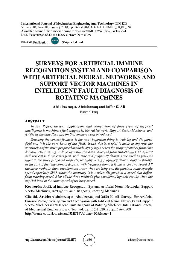 (PDF) SURVEYS FOR ARTIFICIAL IMMUNE RECOGNITION SYSTEM AND COMPARISON WITH ARTIFICIAL NEURAL ...