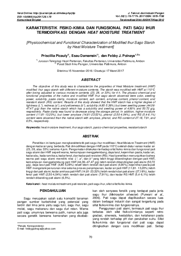 (PDF) Karakteristik Fisiko-Kimia Dan Fungsional Pati Sagu Ihur ...