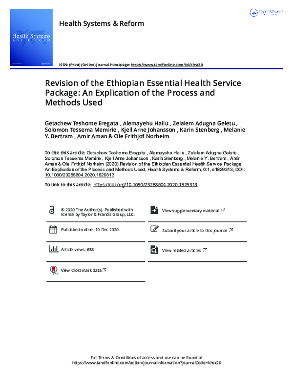 (PDF) Revision of the Ethiopian Essential Health Service Package: An ...