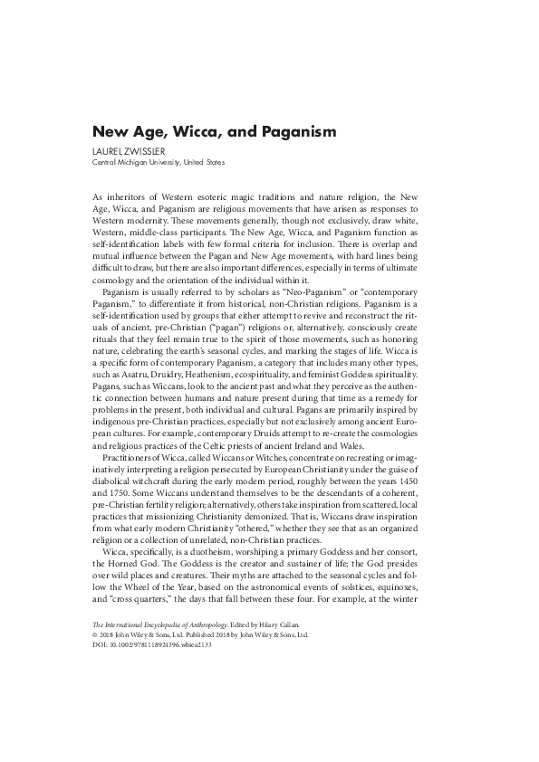 (PDF) New Age, Wicca, and Paganism