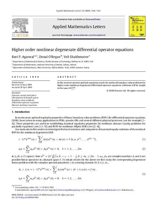 Pdf Higher Order Nonlinear Degenerate Differential Operator Equations