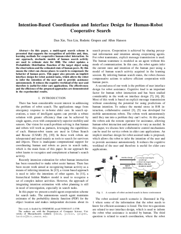 (PDF) Intention-based coordination and interface design for human-robot ...